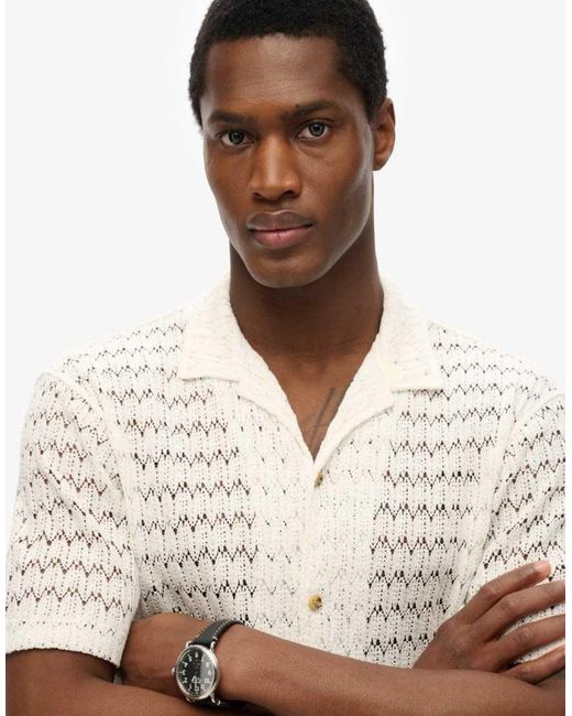 Superdry Knitted Texture Shirt in Natural for Men | Lyst UK