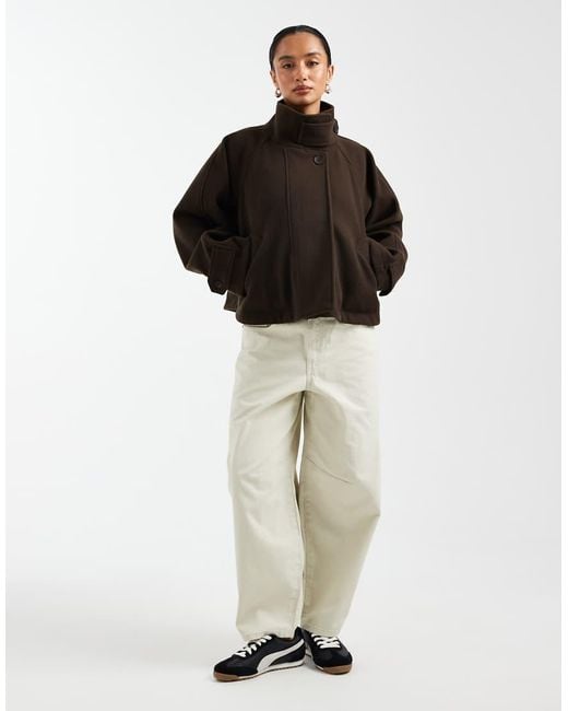 ASOS Asos Design Petite Cropped Cape Formal Coat in Black | Lyst UK