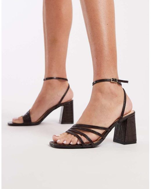 New Look Block Heeled Multistrap Sandal in Natural | Lyst UK