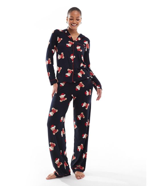 Chelsea Peers Chelsea Peers Exclusive Tall Christmas Teddy Print Long ...