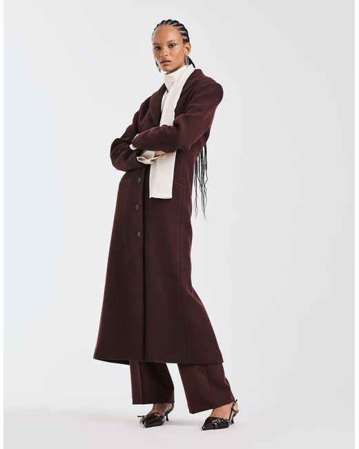 ASOS Premium Brushed Wool Blend Sculpted Coat in Red | Lyst UK
