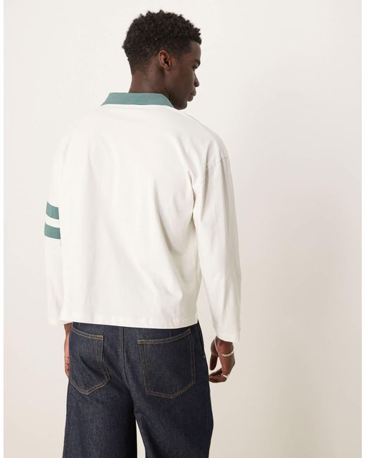 ASOS Boxy Oversized Long Sleeve Polo With Dropped Shoulder And Sports ...
