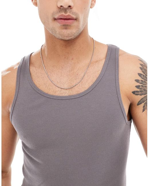 ASOS Capsule Collection Rib Muscle Vest in Gray for Men | Lyst