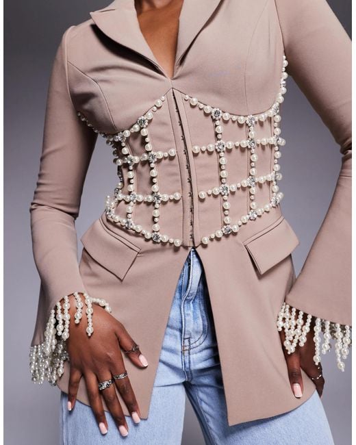Lavish Alice Pearl Embellished Blazer | Lyst