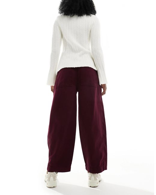 ASOS Seamed Barrel Trousers in Red | Lyst