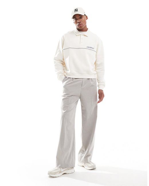 ASOS Oversized Boxy Polo With Piping And Chest Print in White for Men ...