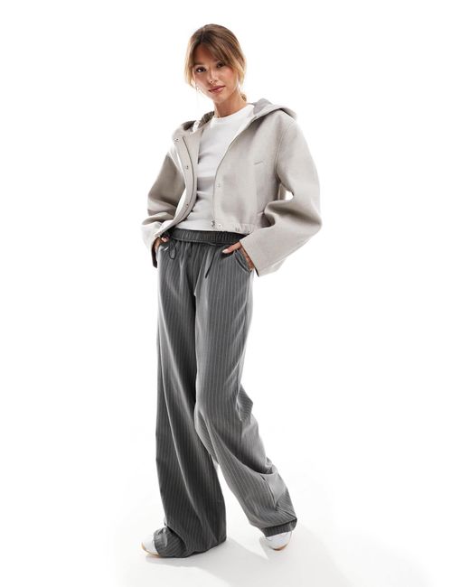 ASOS Formal Cropped Jacket With Hood in Gray | Lyst