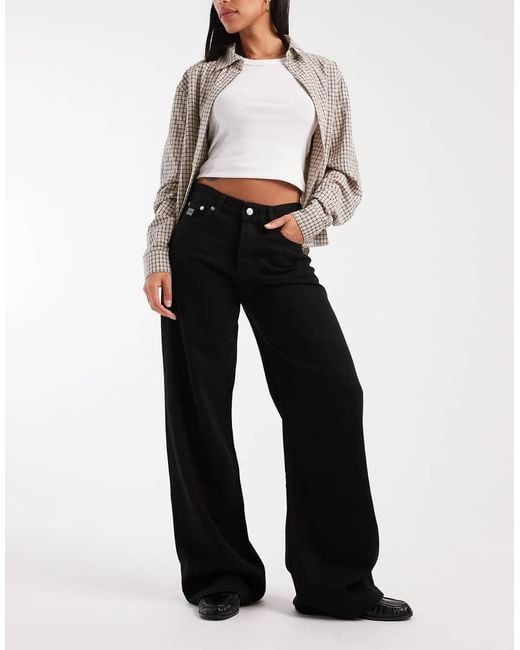 Tommy Hilfiger Mid Rise Loose Straight Jeans in Black | Lyst UK