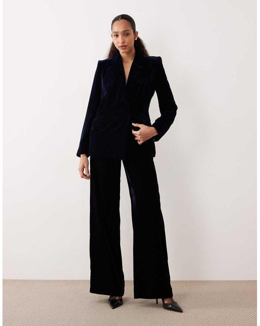 Mango Combi Velvet Blazer Co-ord in Blue | Lyst UK