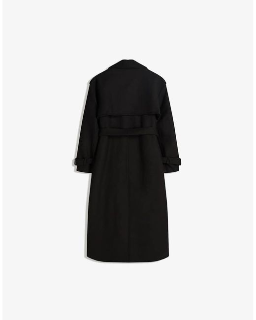 Bershka Oversize Felt Texture Trench Coat in Black | Lyst UK