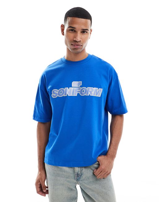 ASOS Heavyweight Boxy Oversized T-Shirt With Front Graphic in Blue for ...