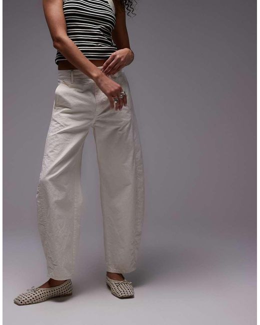 ARKET Linen Blend Barrel Leg Trousers With Panels in Grey | Lyst UK