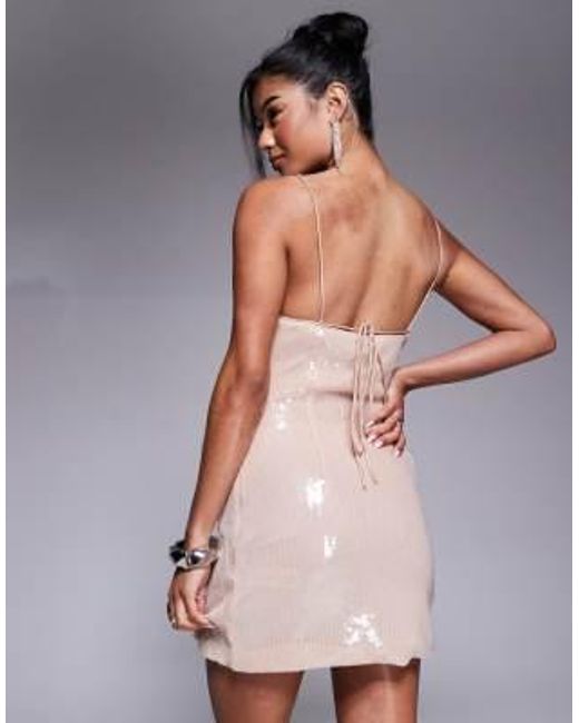 ASOS Glass Sequin Mini Dress With Twisted Corsage Detail | Lyst