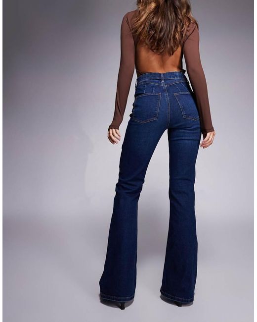 River Island Sculpt Flare Jeans in Blue | Lyst UK