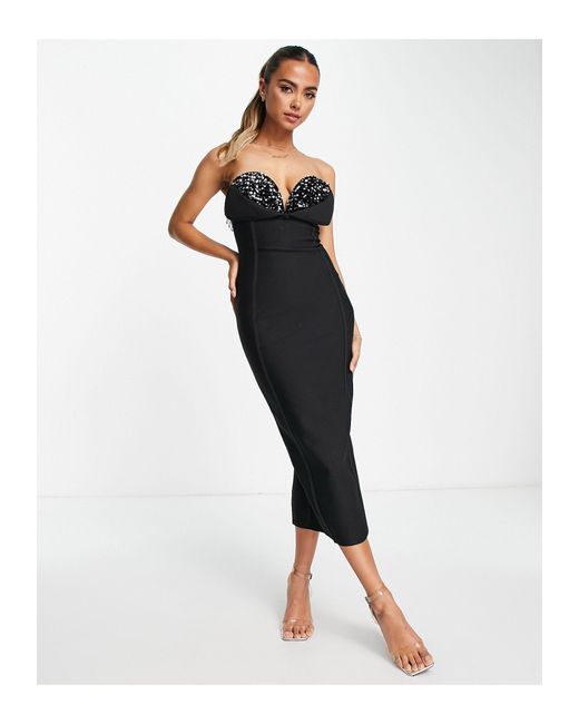 Band Of Stars Premium Bandeau Plunge Front Embellished Back Trim