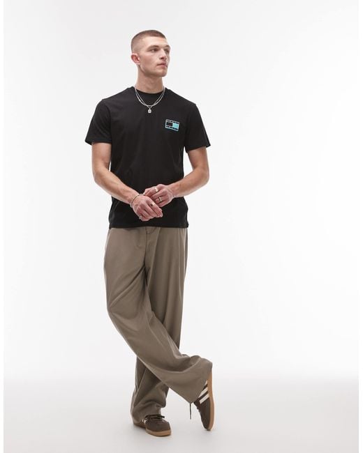 Tommy Hilfiger Neon Pop Flag Logo T-shirt in Black for Men | Lyst