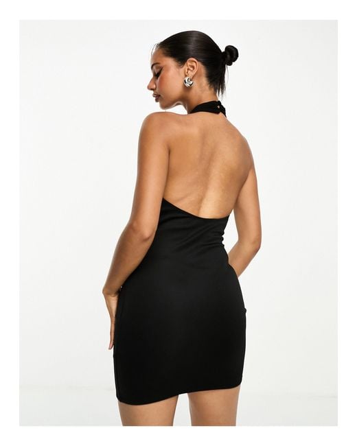 Asos Halter Cut Out Mesh Mini Dress In Black Lyst