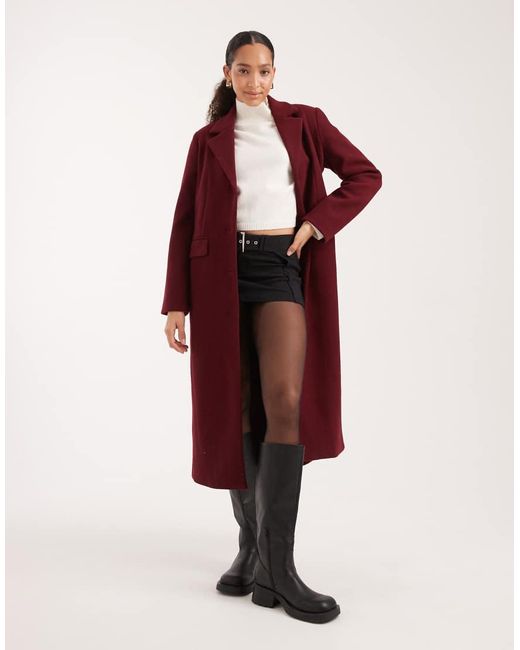 Pieces Maxi Formal Coat in Red | Lyst UK