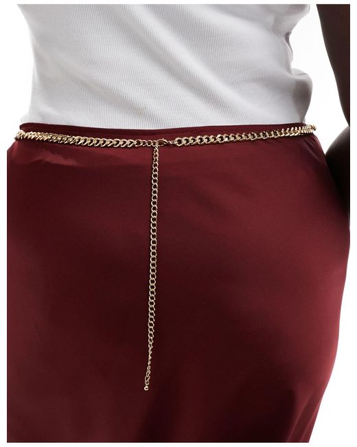 ASOS Asos Design Curve Love Chain Waist And Hip Belt in Red | Lyst UK