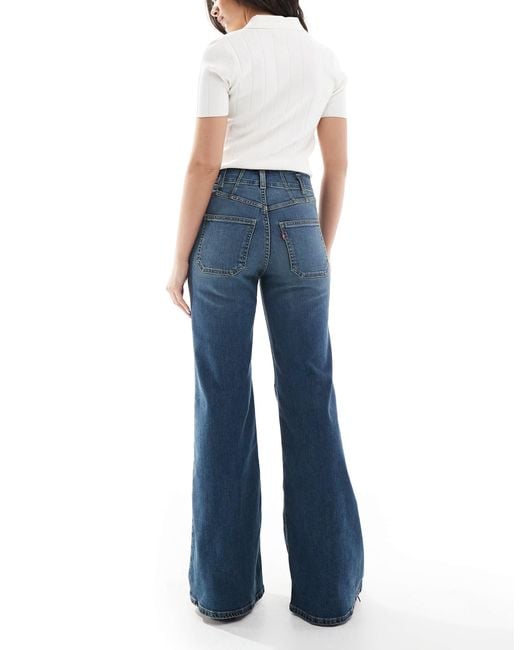 Levi's Ribcage Bells High Rise Flare Jeans With Corset Detail in Blue | Lyst