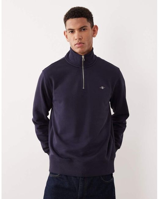 GANT 1/4 Zip Up Sweat in Blue for Men | Lyst UK