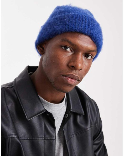 ASOS Knitted Beanie in Blue for Men | Lyst UK