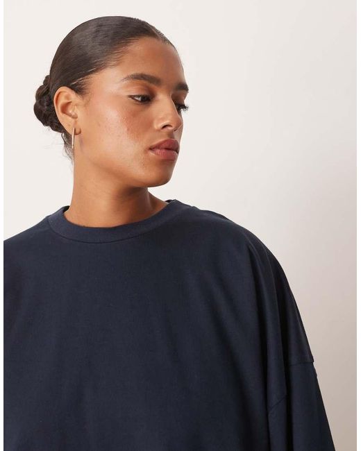 ARRANGE Curve Cotton Oversized Long Sleeve T-shirt in Blue | Lyst UK