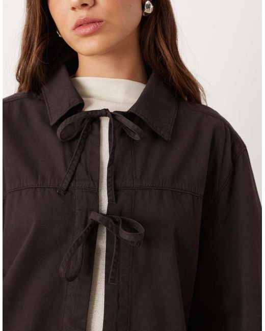 ASOS Oversized A-line Jacket With Tie Front in Black | Lyst UK