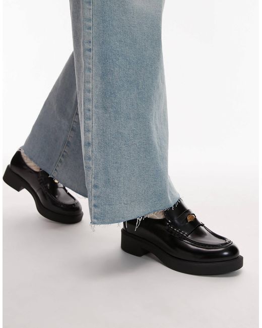 Mango Patent Leather Chunky Loafers in Blue | Lyst