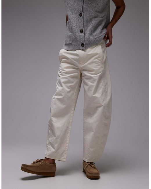 ARKET Linen Blend Barrel Leg Trousers With Panels in Grey | Lyst UK