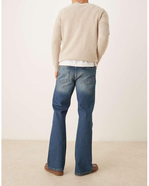 ASOS Wide Flare Jeans With Tint in Blue for Men | Lyst UK