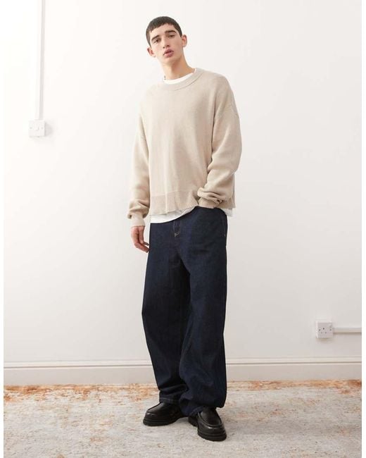 Weekday Boxy Fit Knitted Jumper in Natural for Men | Lyst UK