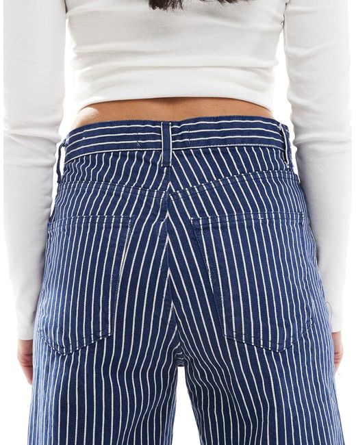 Pull&Bear Striped baggy Jeans in Blue | Lyst