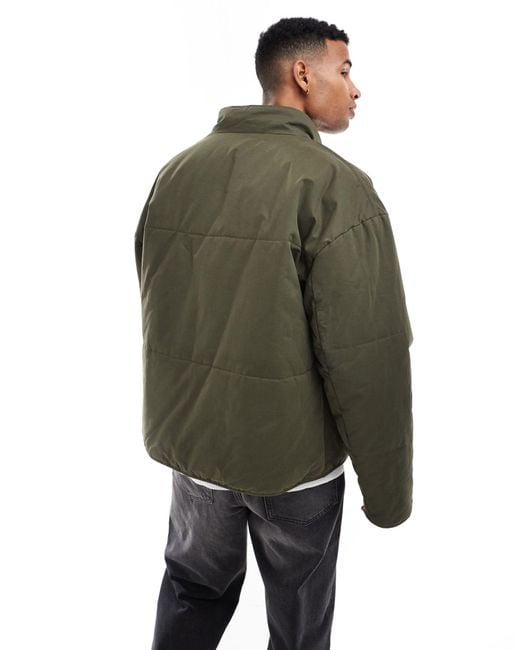 ASOS Oversized Puffer Jacket With Seam Detail in Green for Men | Lyst