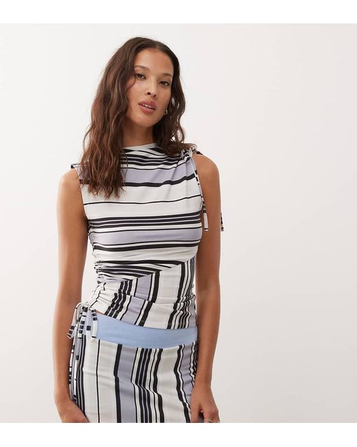 Collusion Stripe Adjustable Drawstring Top in Blue | Lyst UK