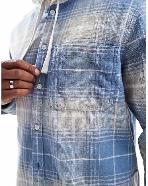 Hollister Check Detail Shacket in Blue for Men | Lyst UK
