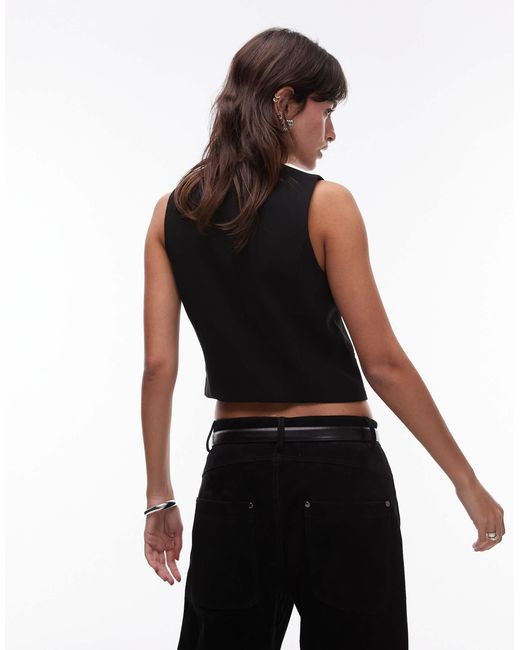 Mango Tailored Vest in Black | Lyst