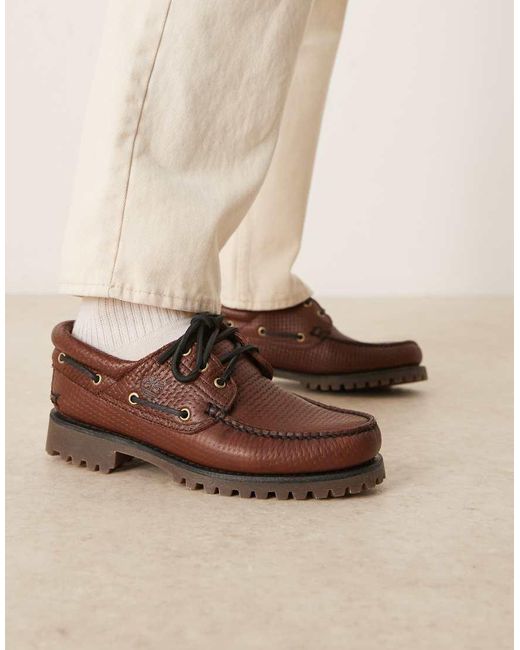 Timberland Authentic 3 Eye Classic Boat Shoe in Natural for Men | Lyst UK