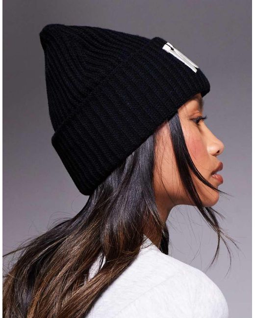 ASOS Weekend Collective Beanie With Varsity Logo in Black | Lyst UK