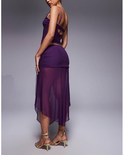 Tiger Mist Mariana Slinky Mesh Asymmetric Sheer Hem Wrap Detail Maxi ...