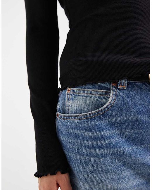 New Look Lettuce Edge Long Sleeve Top in Black | Lyst UK
