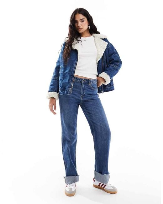 Levi's Sherpa Lined Denim Flight Jacket in Blue | Lyst UK