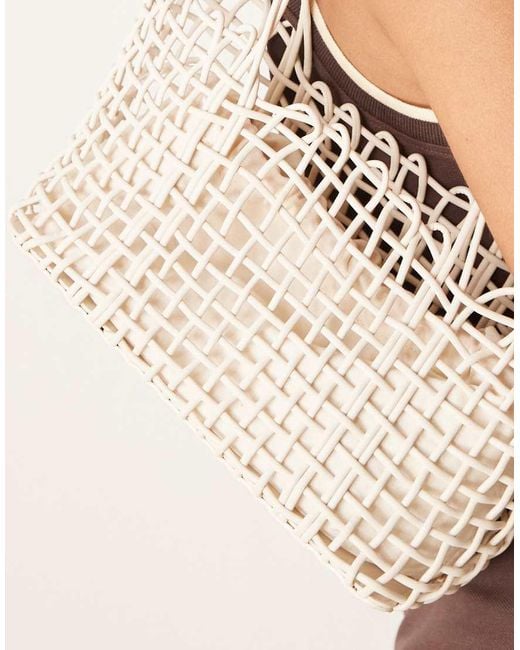 Mango Weave Mini Tote Bag Inner Drawstring Lining in Natural | Lyst UK