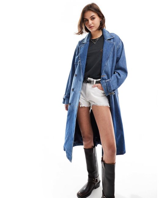 Levi's Spade Relaxed Fit Belted Denim Trench Coat in Blue | Lyst
