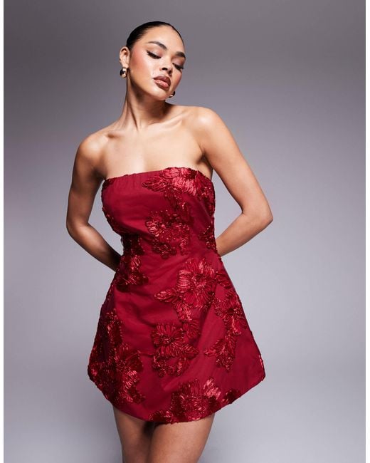 Murci Exclusive Structu Bandeau Mini Dress in Red | Lyst