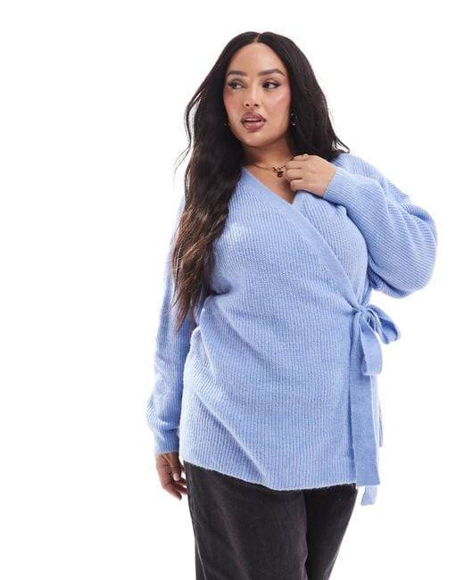 ONLY Wrap Cardigan in Blue | Lyst
