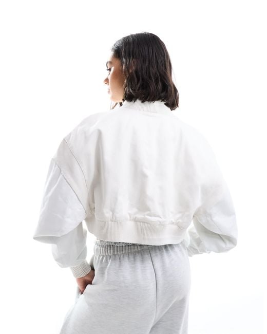 Nike Mdc Cropped Woven Bomber Jacket in White | Lyst