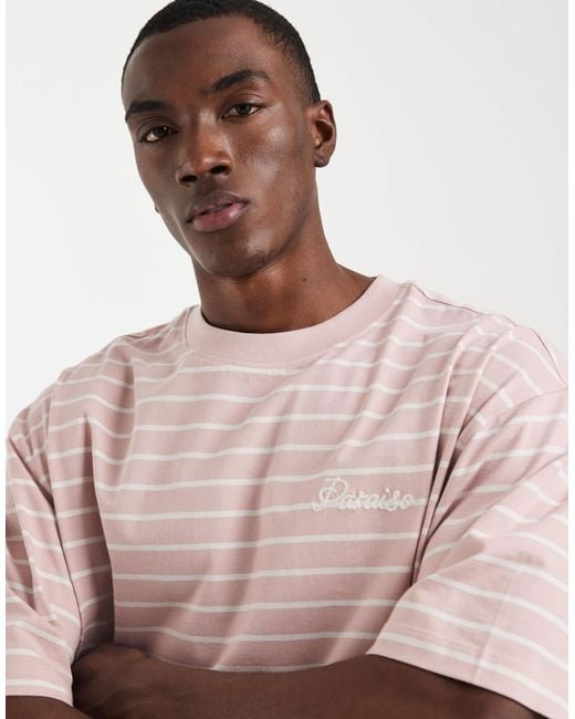 ASOS Oversized T-Shirt With Embroidery in Pink for Men | Lyst