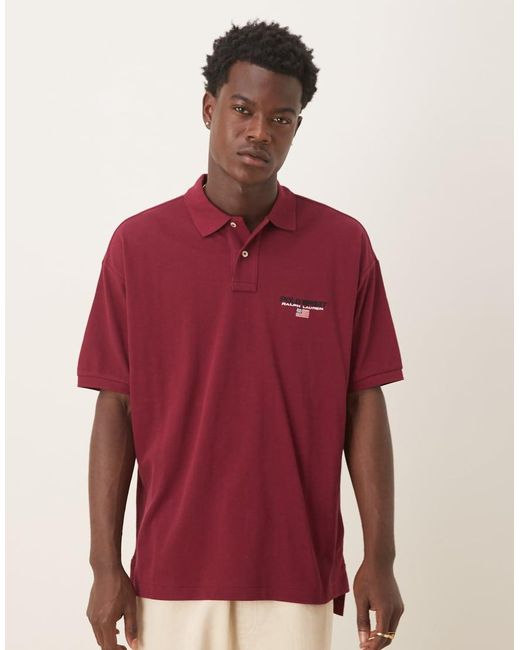 Polo Ralph Lauren Sport Capsule Flag Logo Oversized Fit Pique Polo in ...