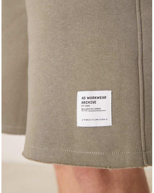 ASOS Oversized Co-ord Short With Woven Patch And Raw Edge in Natural ...